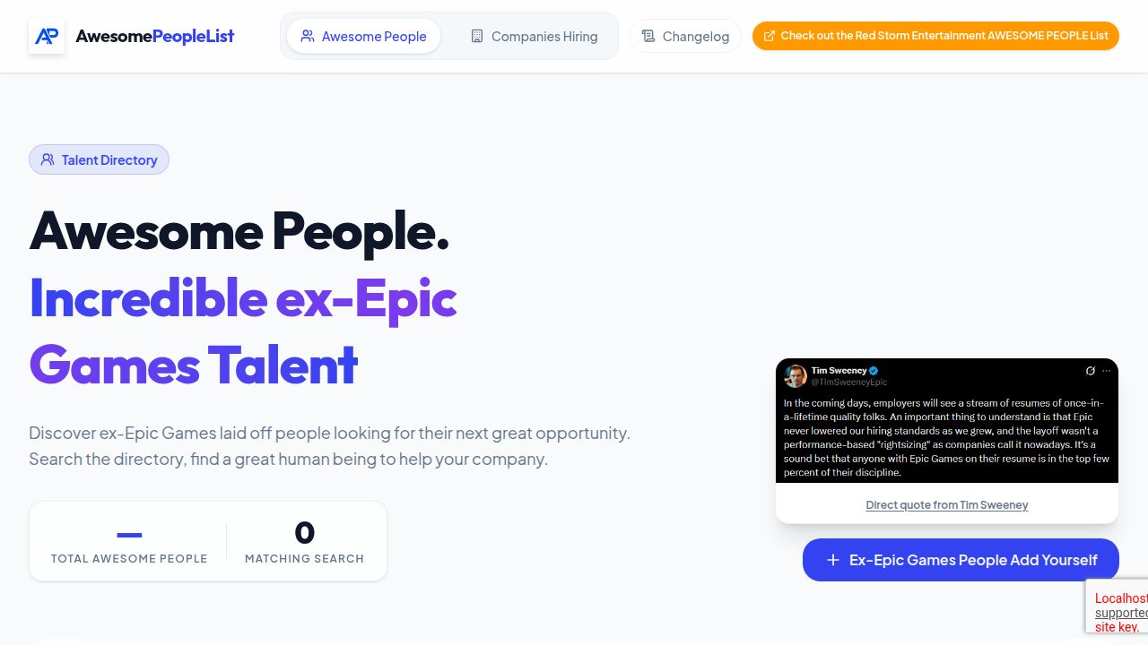Awesome People List — Ex-Epic Games Talent Directory